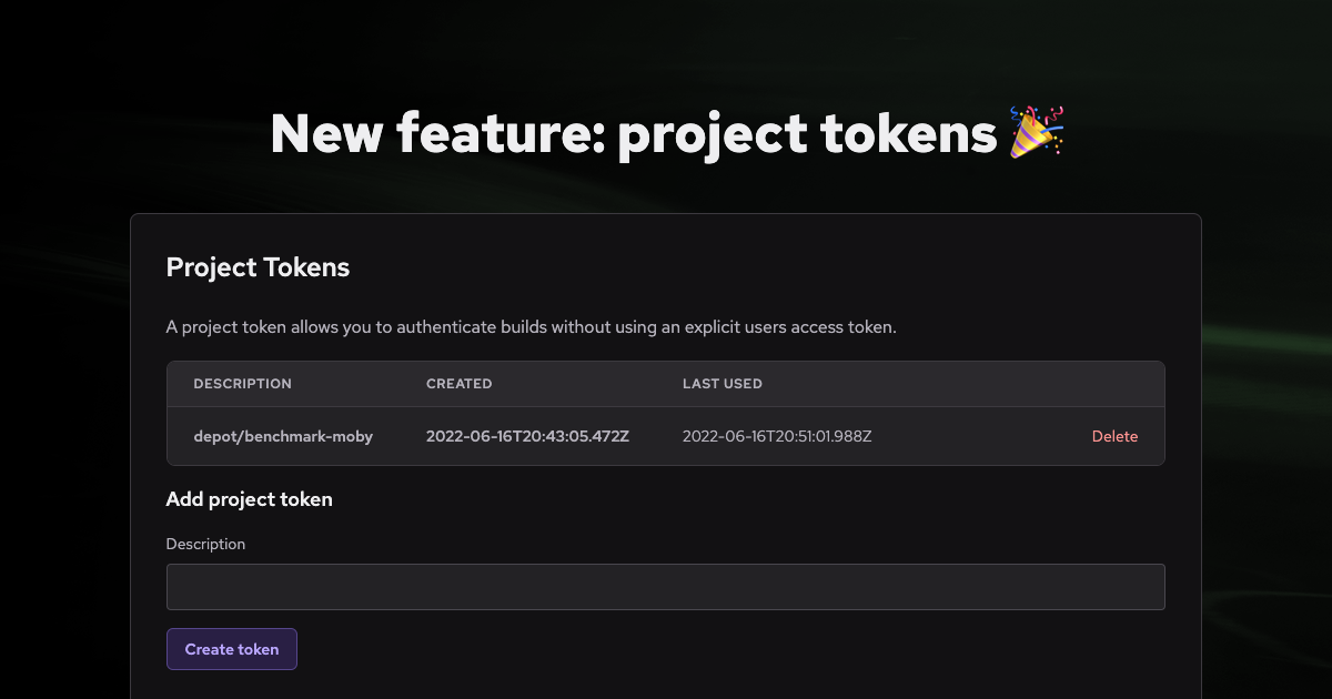 New feature: project tokens